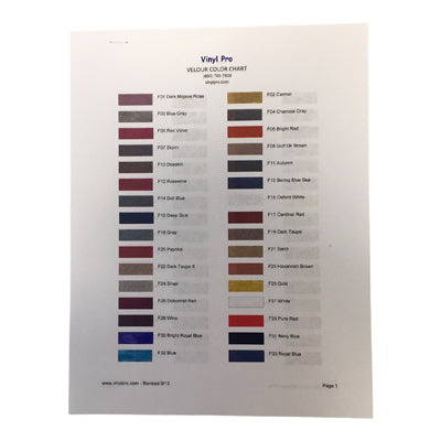 Fibers Color Chart – Vinyl Pro